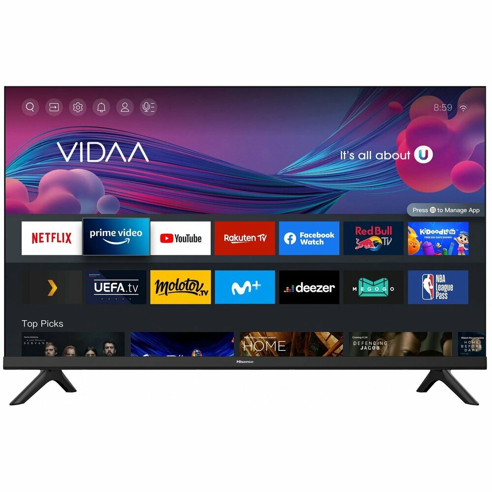 Телевизор Hisense 32A4BG VIDAA 720p HD разрешение 1366x768 32 частота обновления 60 LED 180 кд/м2 178 градусов 3000:1