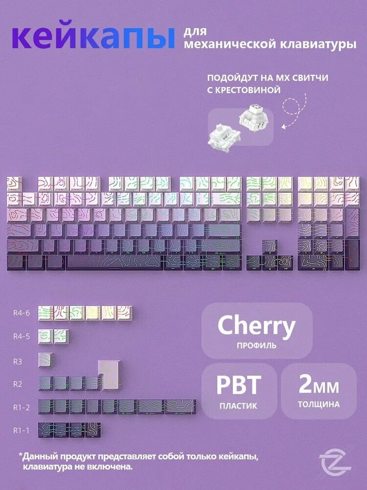 Кейкапы для механической клавиатуры, линии равной высоты,134 кейкапов, CHERRY профиль, PBT/PC пластик, Боковая гравировка, подойдут на mx свитчи с крестовиной