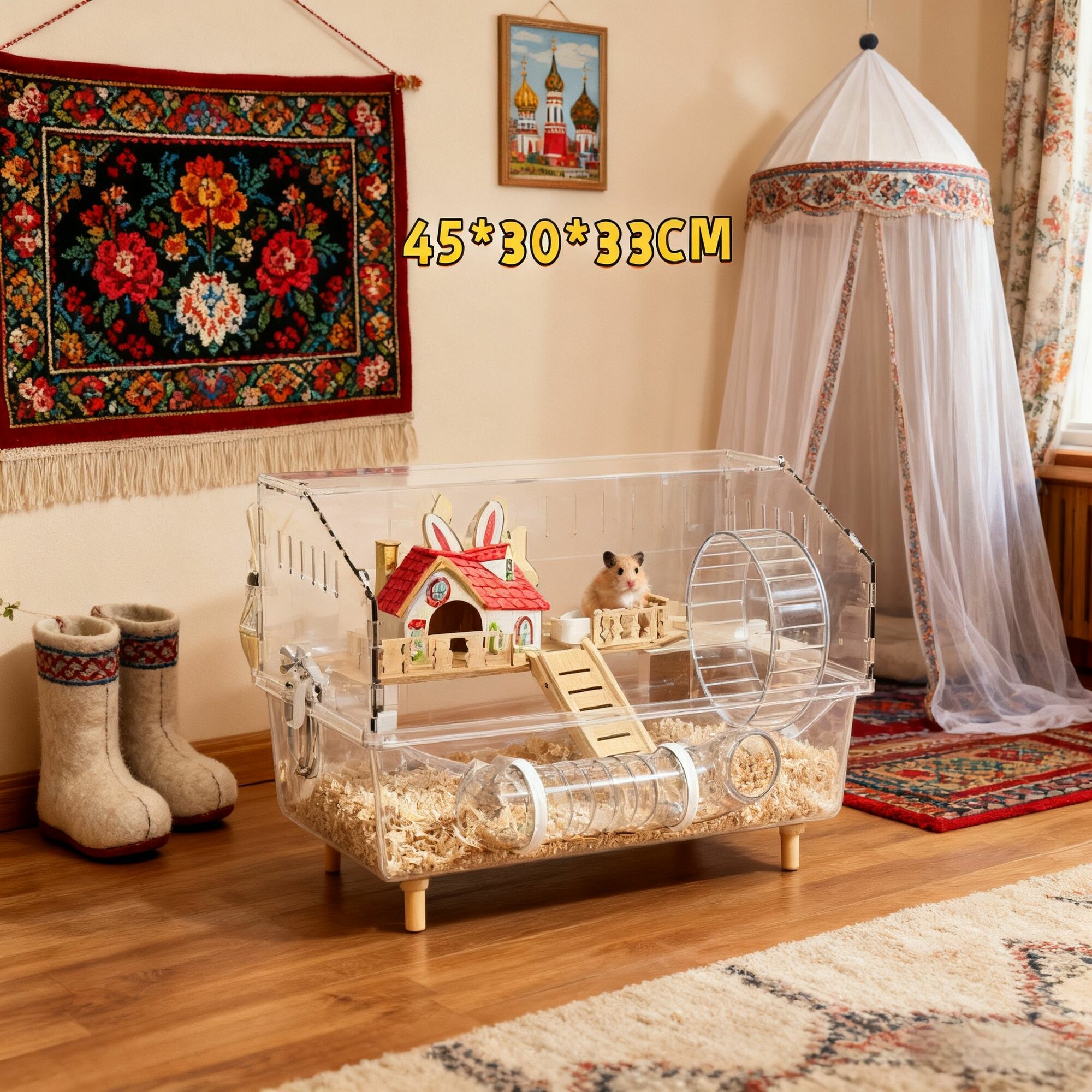 Клетка для грызунов, 45х30х33см, С различной мебелью