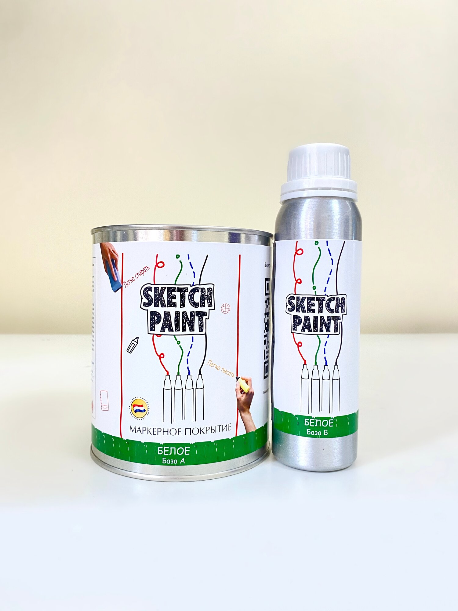 Маркерная краска SketchPaint. Цвет белый глянец. Объем 1 л. 5 кв. м