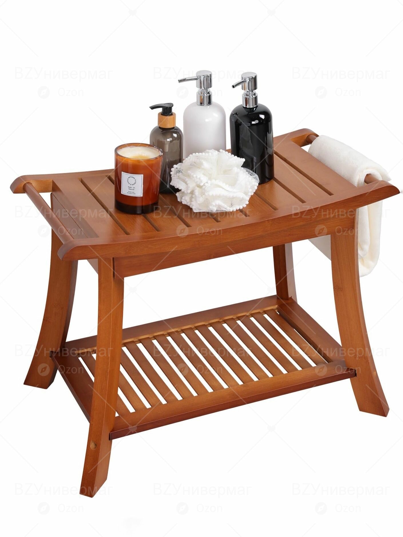 Бамбуковый стул для душа, деревянная скамейка для душа с полкой для хранения, использование в помещении и на улице, водонепроницаемое, влагостойкое и устойчивое к плесени