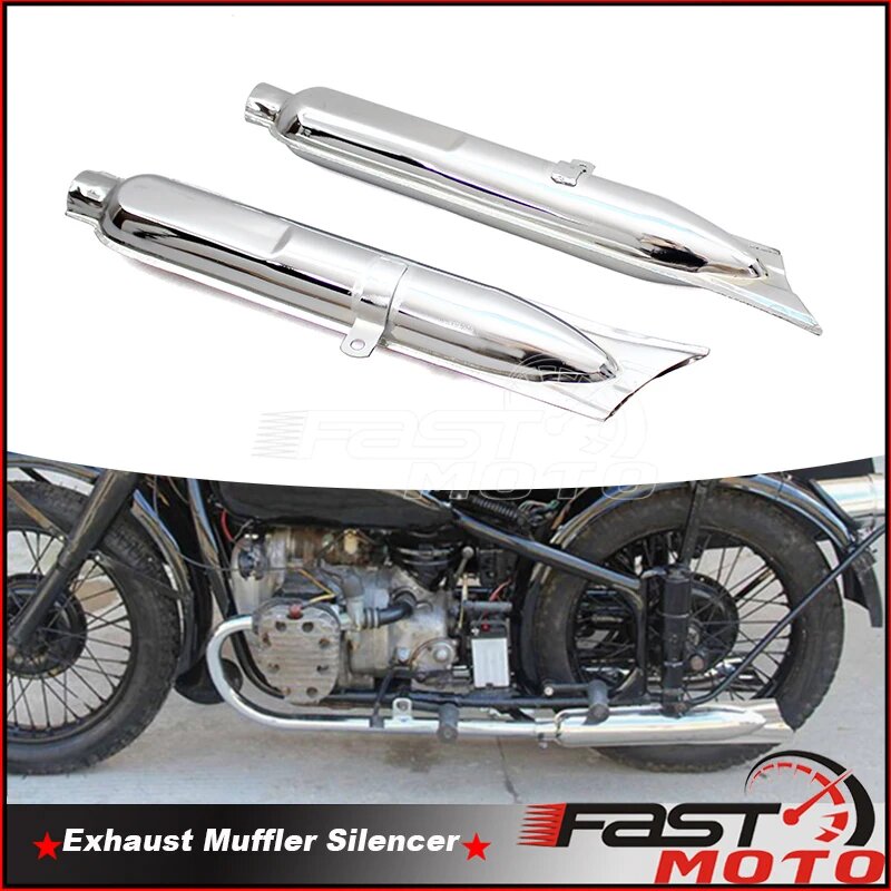 Ретро мотоциклетный глушитель, трубка для BMW Ural K750 M1 M72 R71 R12 Dnepr MT12, боковые автомобильные глушители Fishtail, система глушителей