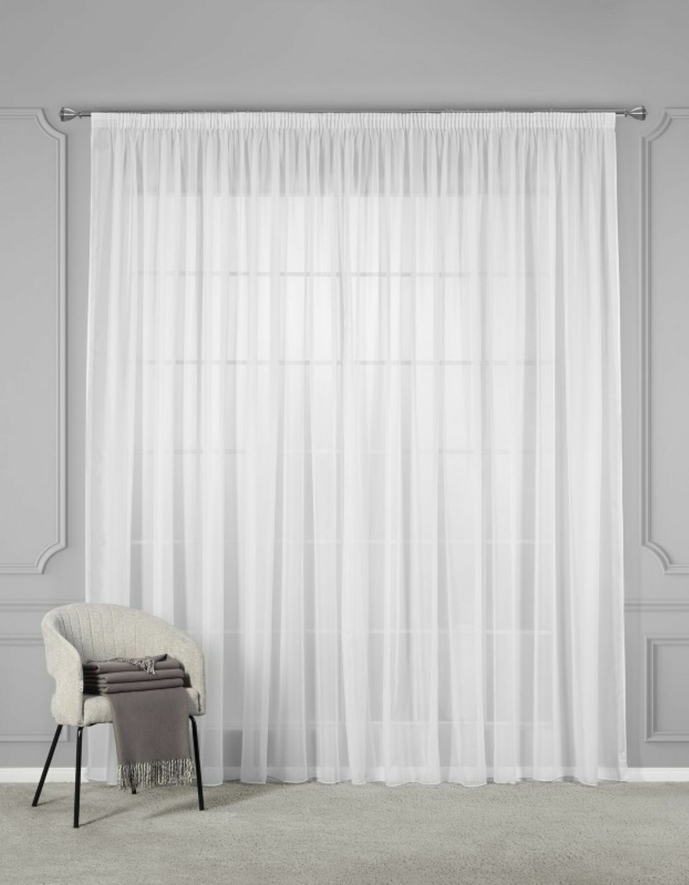 Togas Тюли для комнаты комплект "Бертье" жаккард, высота 300 на 280 ширина - 2 шт., белый