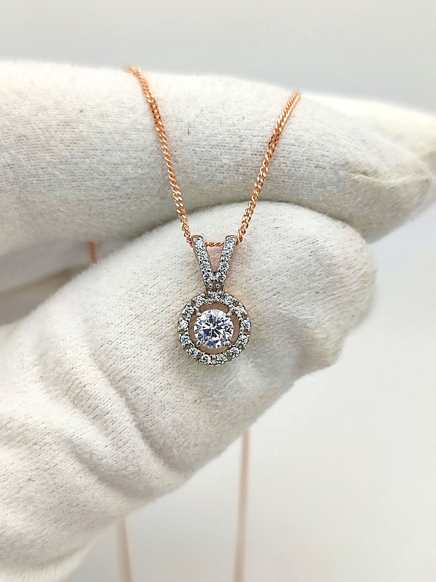 Подвеска, красное золото, 585 проба, родирование, фианит