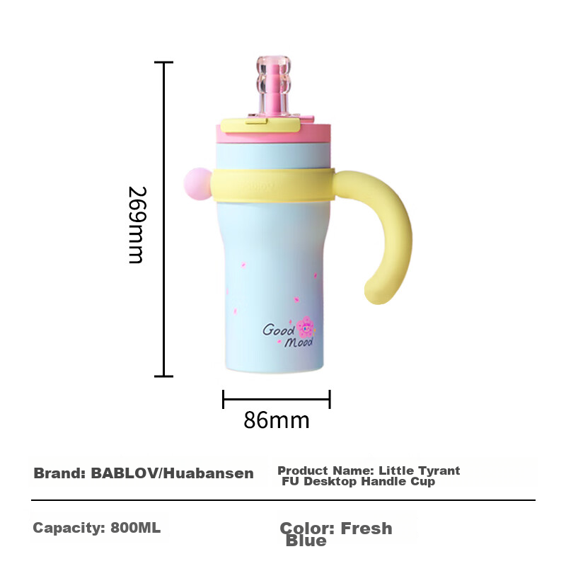 BABLOV Christmas Gift Insulated Cup for Women Large Capacity Student Ceramic Inner Tea Water Separation Straw Cup 800ml