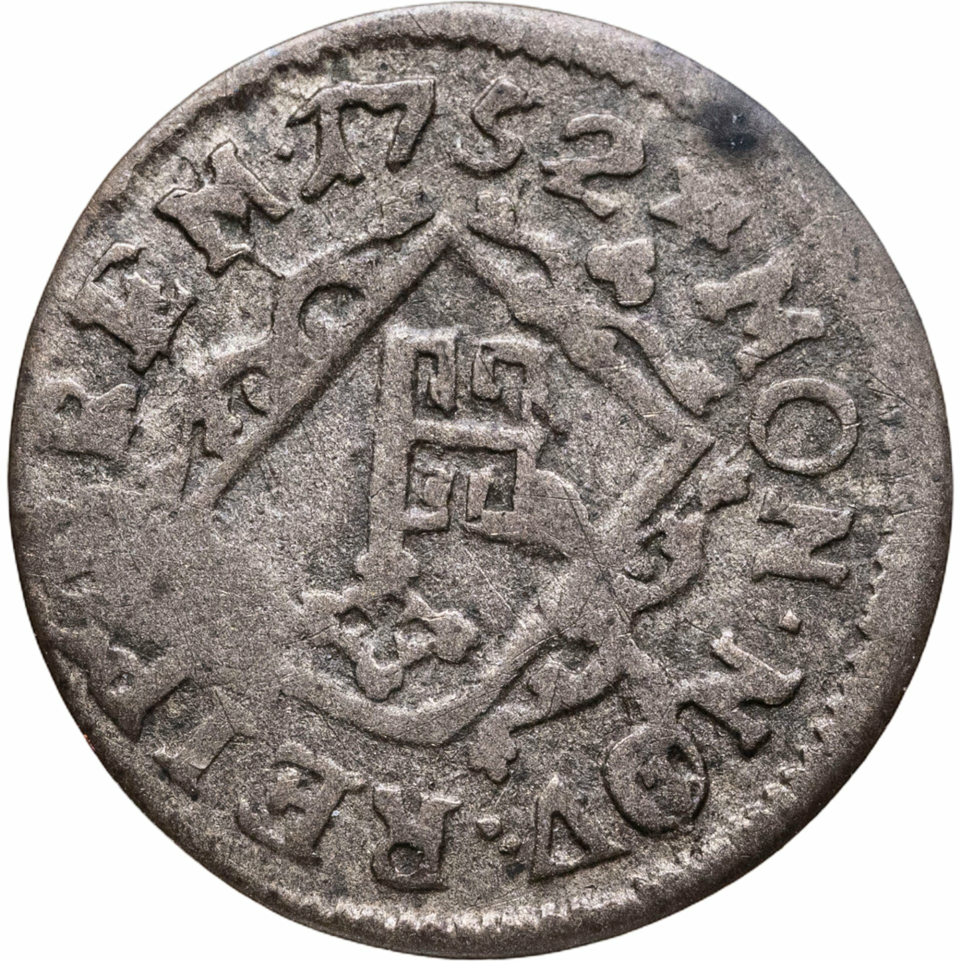 Бремен 1 гротен 1752, Серебро, в сохранности VF