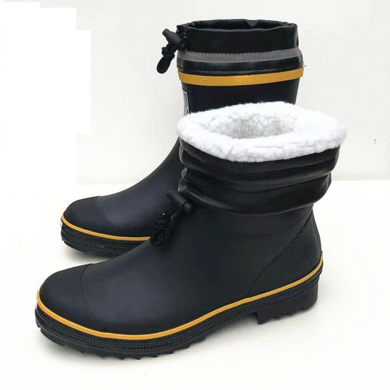 Мужские зимние мягкие резиновые сапоги, резиновые водонепроницаемые сапоги, утолщенные резиновые сапоги до середины голени, водонепроницаемые сапоги для взрослых, обувь для рыбалки, непромокаемая обувь