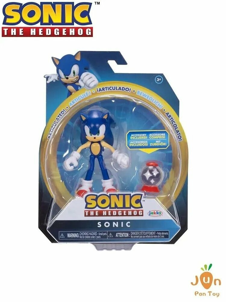 Соник игрушка, Jakks Pacific Sonic The Hedgehog Classic Sonic with Star Spring Accessory Action Figure / Соник аниме фигурки персонажа с изысканными аксессуарами, Игрушки для мальчиков