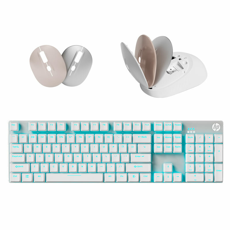 Клавиатура и мышь HP комплект, Back to School Wireless Two-Piece Set Deep Sea Ice Blue+Wireless Quiet Mice, белый