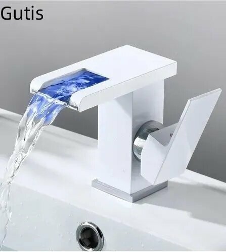 Смеситель для раковины/ умывальника/ кран для раковины в ванную/ с подсветкой / светодиодный