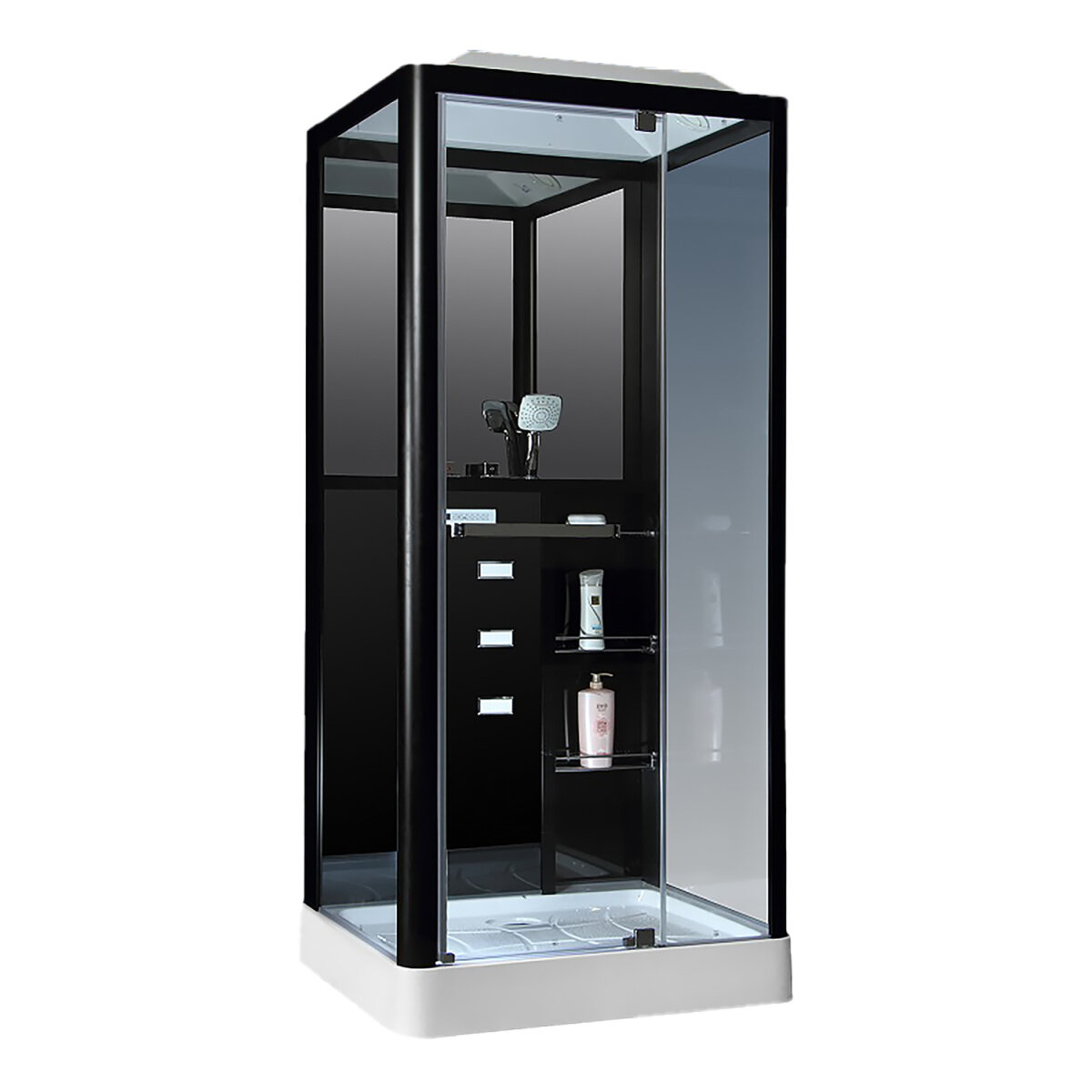 Душевая кабина Loranto Selak CS 126-3A R 90х100 стекло прозрачное/профиль черный