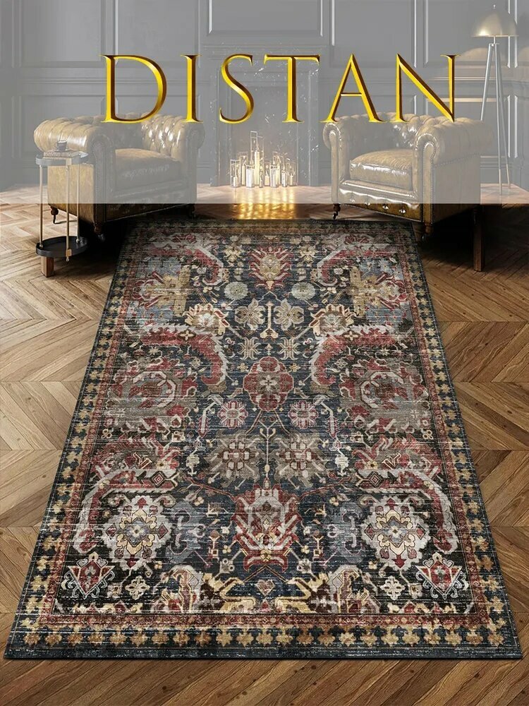 DISTAN Ковер ковры В стиле бохо Моющиеся коврики - Идеально подходят для гостиной, спальни, детской комнаты, питомника - Устойчивы к пятнам и воде, не скользят, подходят для домашних животных и детей, Винтажные племенные коврики 150x90 см