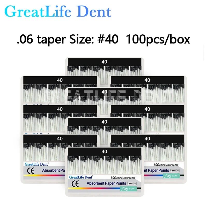 GreatLife Dent конические наконечники для эндодонтии 0,2/0,4/0,6 06 40 x 10 box