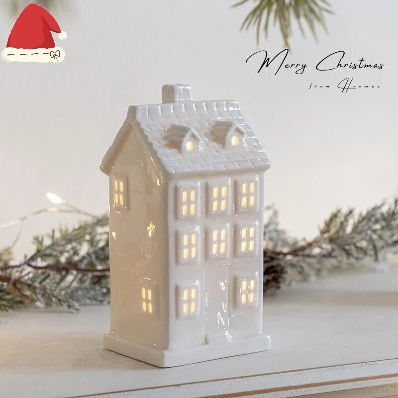 Домик с подсветкой декоративный, фарфоровый из коллекции New Year статуэтка новогодняя