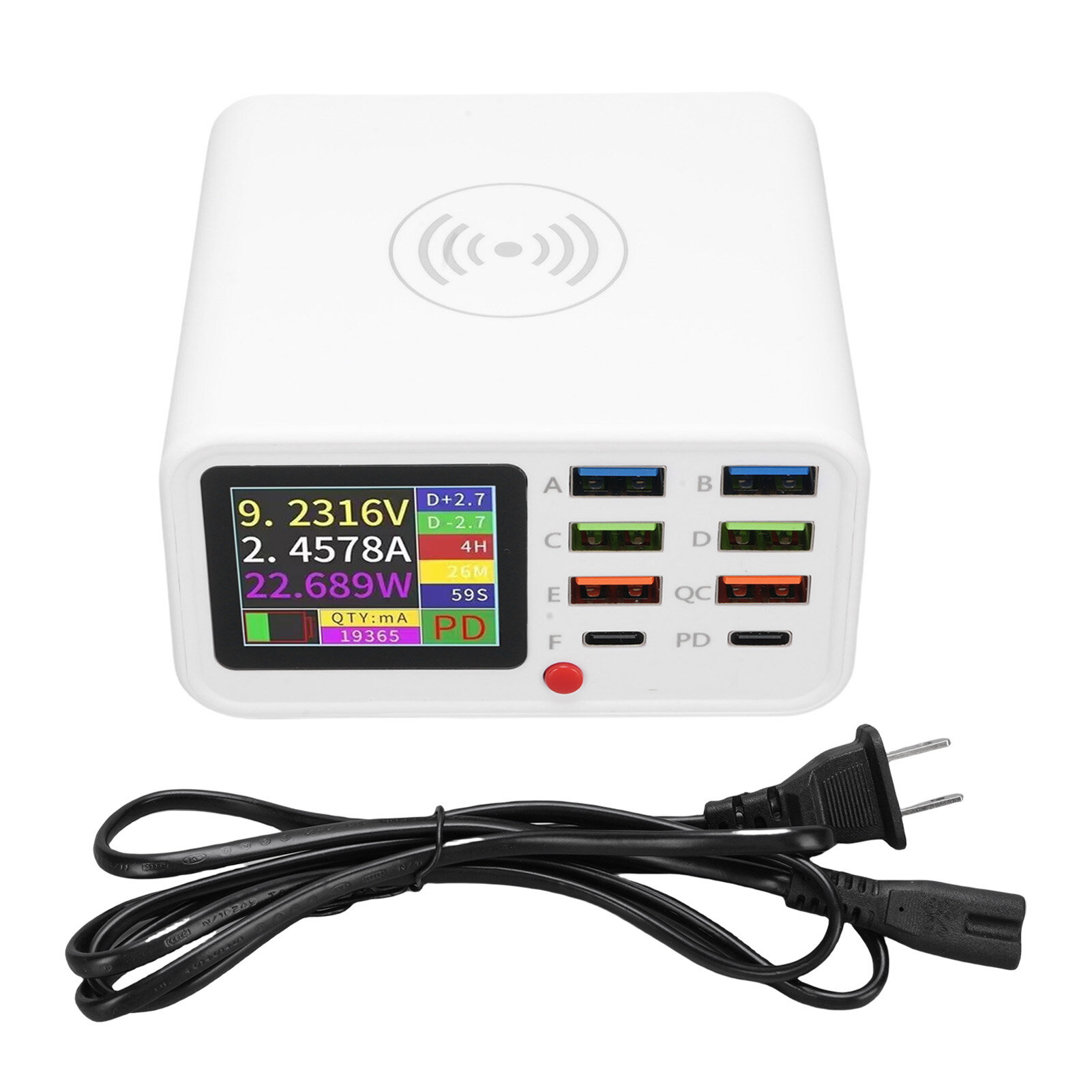 65W 8 портовой USB Беспроводная зарядная станция Multi USB и беспроводная зарядная станция QC3.0 PD Fast Charge для планшета мобильного телефона US Plug