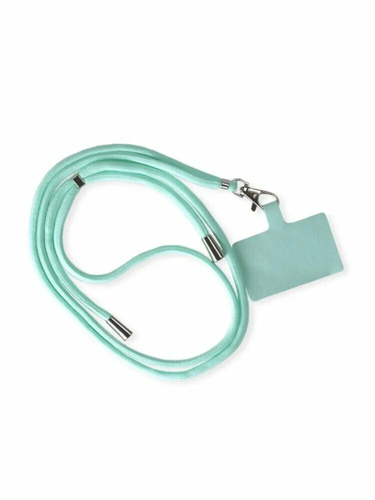 Шнурок на шею для телефона, для ключей, для бейджа, с карабином, бирюзовый