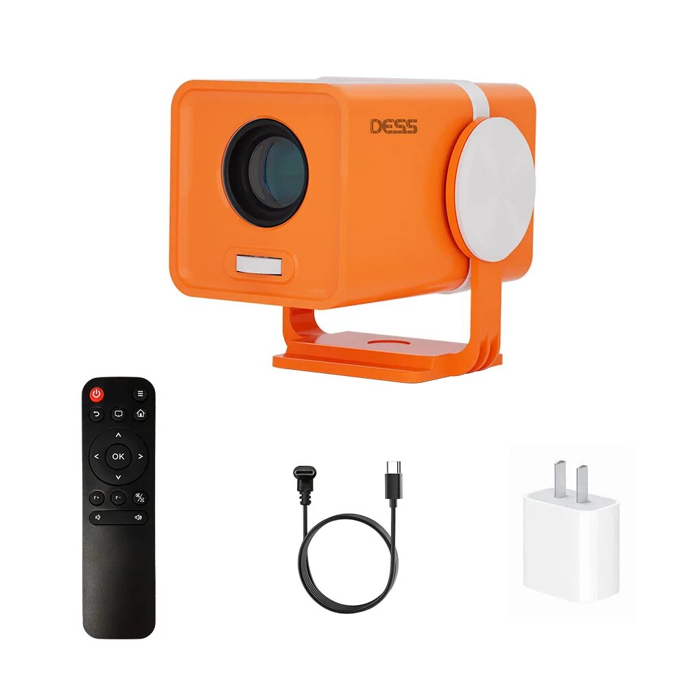 DESS Проектор Android 13 Европейская вилка (EU Plug), Orange White