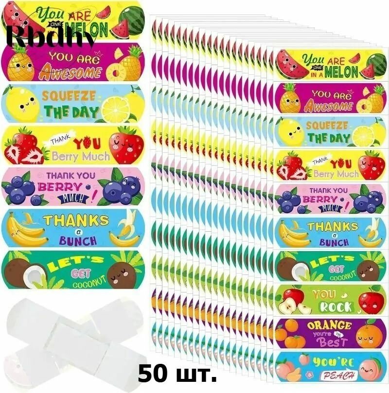 Спортивный бинт, детский, водонепроницаемый, эластичный, дышащий, 7.2 х 1.9 см, 50 шт