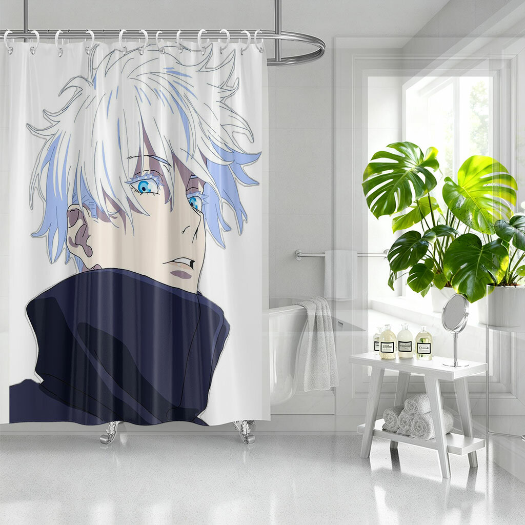 Jujutsu Kaisen Анимационный принт можно использовать для настройки тканевых занавесок ванной комнаты, высота 180 см, ширина 180 см; Высота 200 см, ширина 200 см, 12 шт, крепкий крюк 371