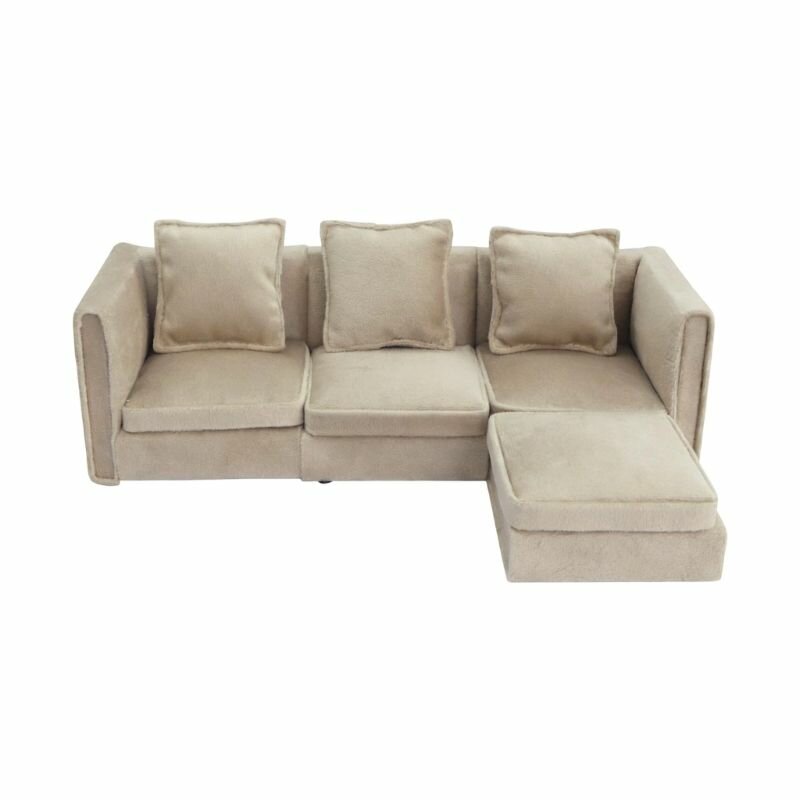 Мини-мебель диван для кукольного домика современная и элегантная 12-точечная кукла-молочно-абрикосовый угловой