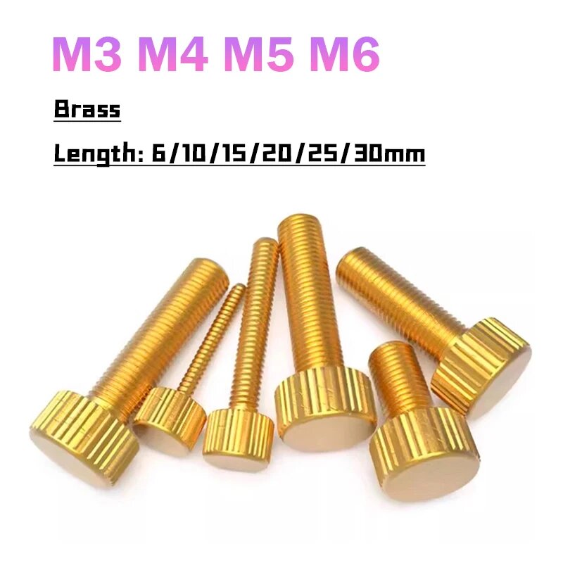 Латунные винты с накатанной головкой M3 M4 M5 M6 M5x15mm, 1pcs