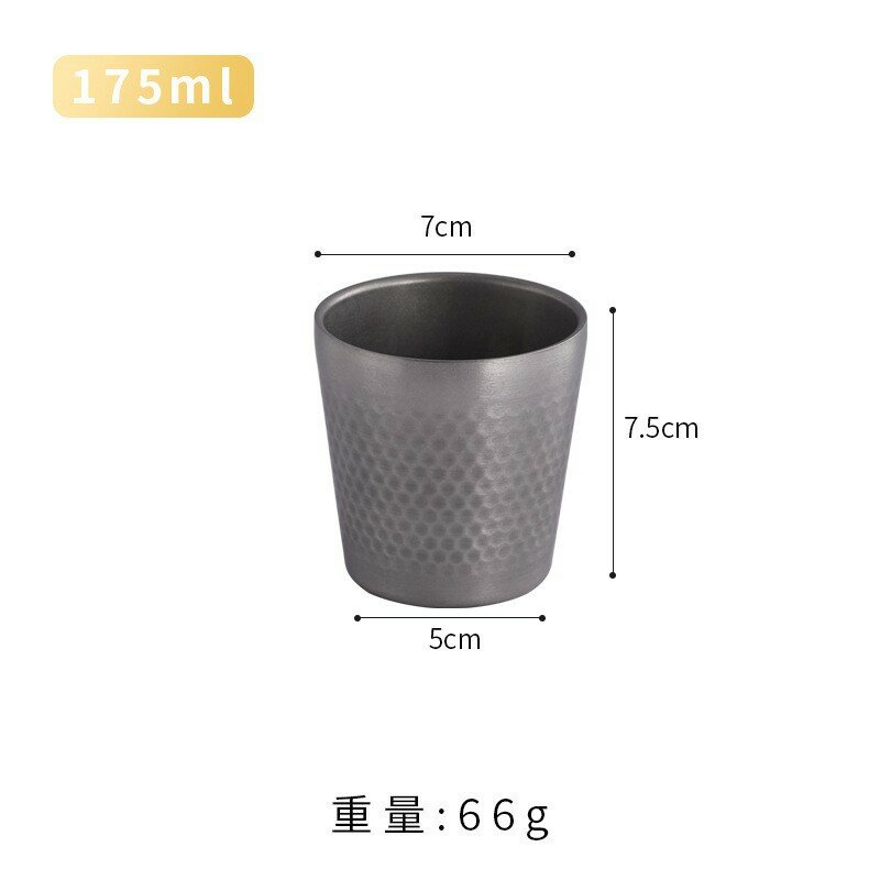 Нержавеющая сталь двойная стенка кофейный стакан, винтажное серебристое кованое покрытие, 180 мл, изолированный стакан