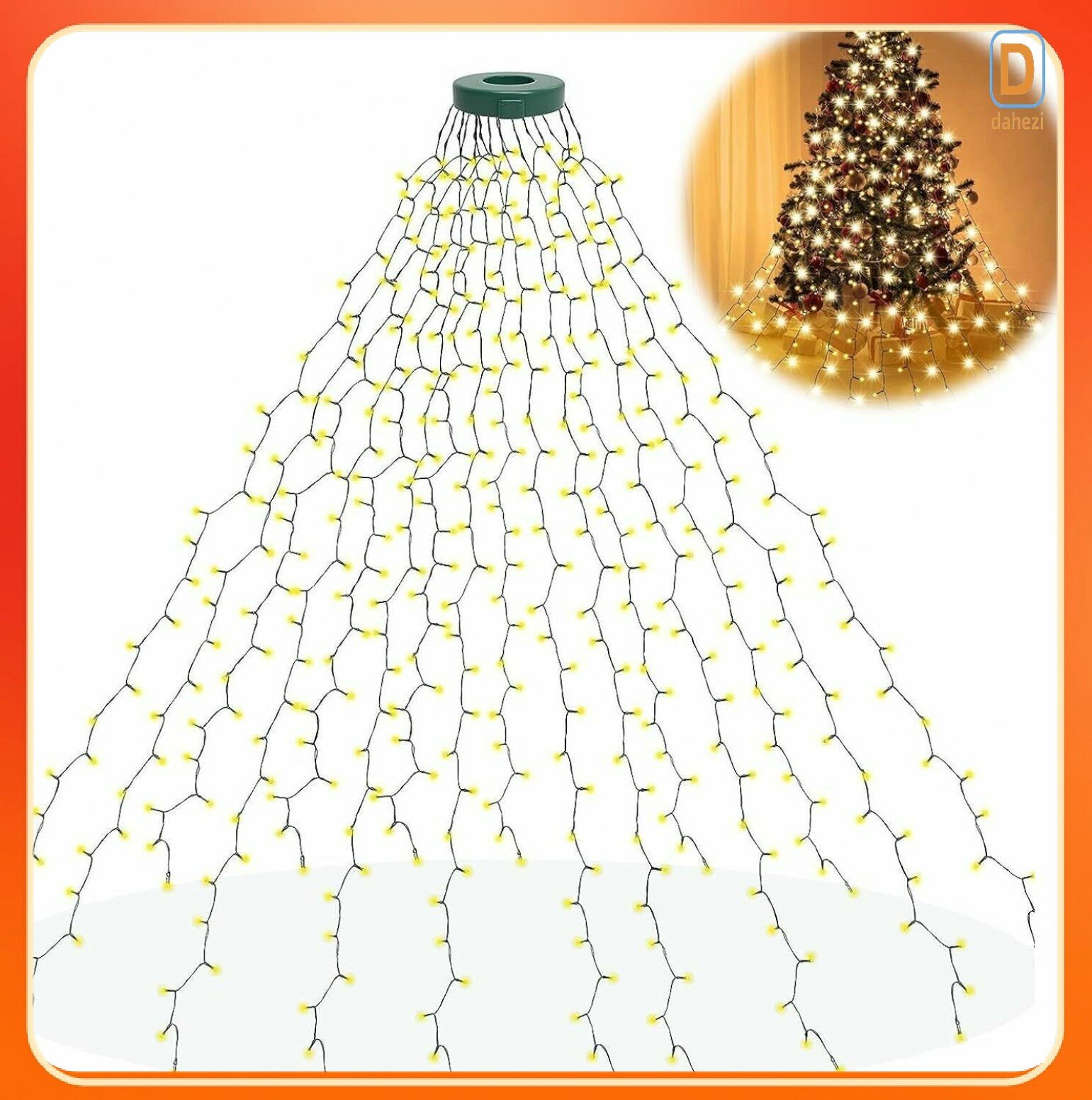 Гирлянда "Каскад", для елки, 8 режимов, каскадная, пластик, желтая