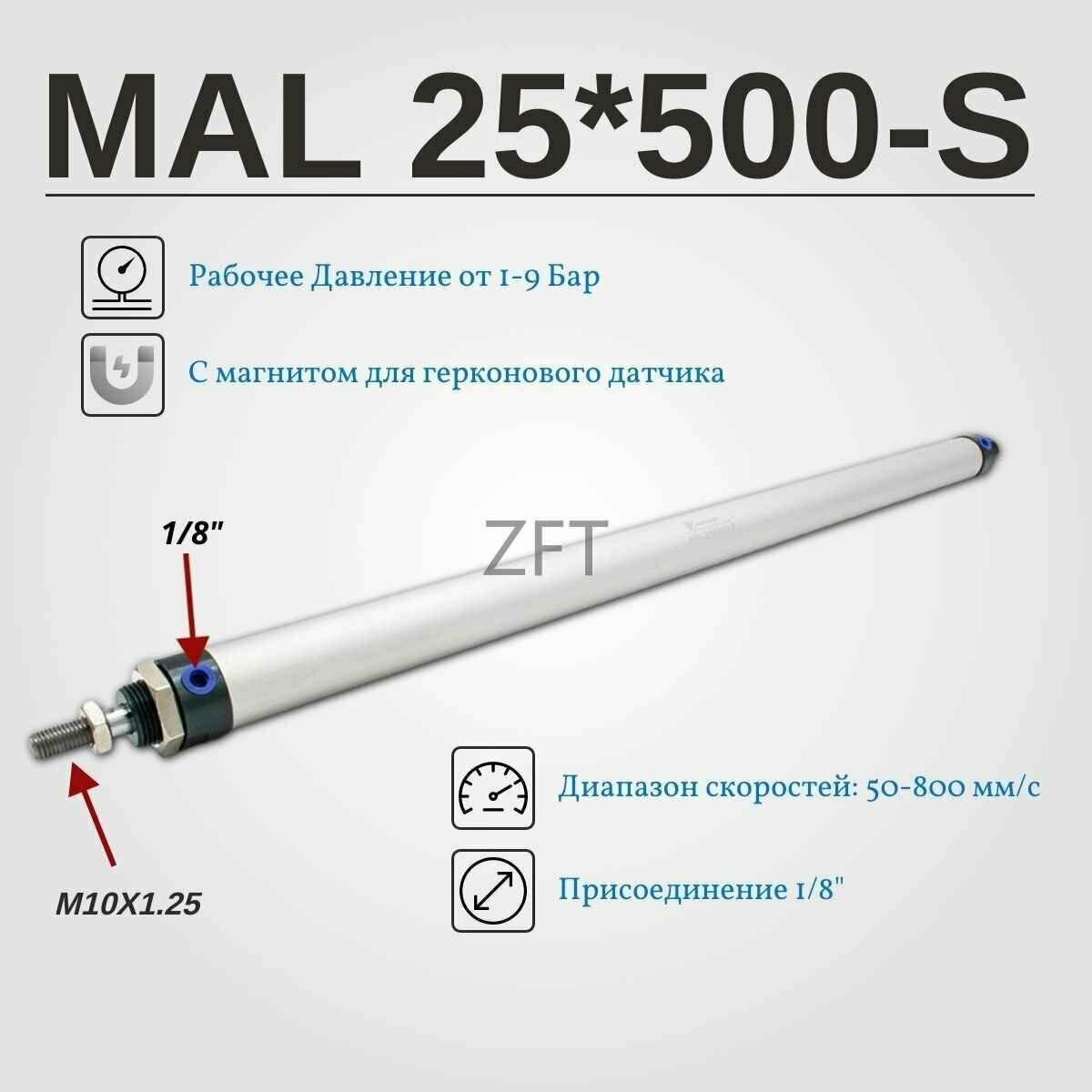 Пневмоцилиндр MAL 25x500S
