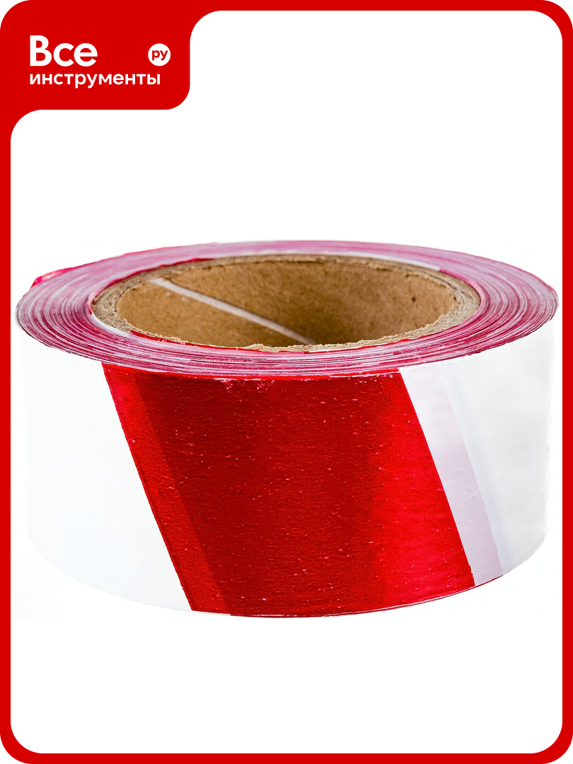 Оградительная сигнальная лента РемоКолор красно-белая, 50 мм х 200 м 49-7-201