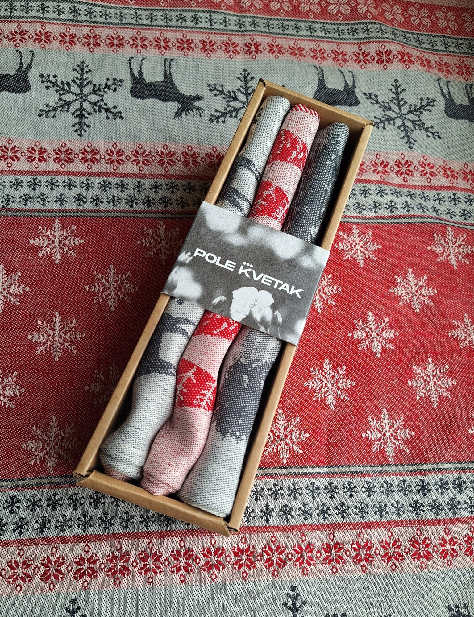 Набор льняных кухонных полотенец Лапландия, 3 штуки, 49х70 см