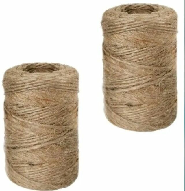 Лента Верёвка джутовая для упаковки Подарков, В наборе 2 шт
