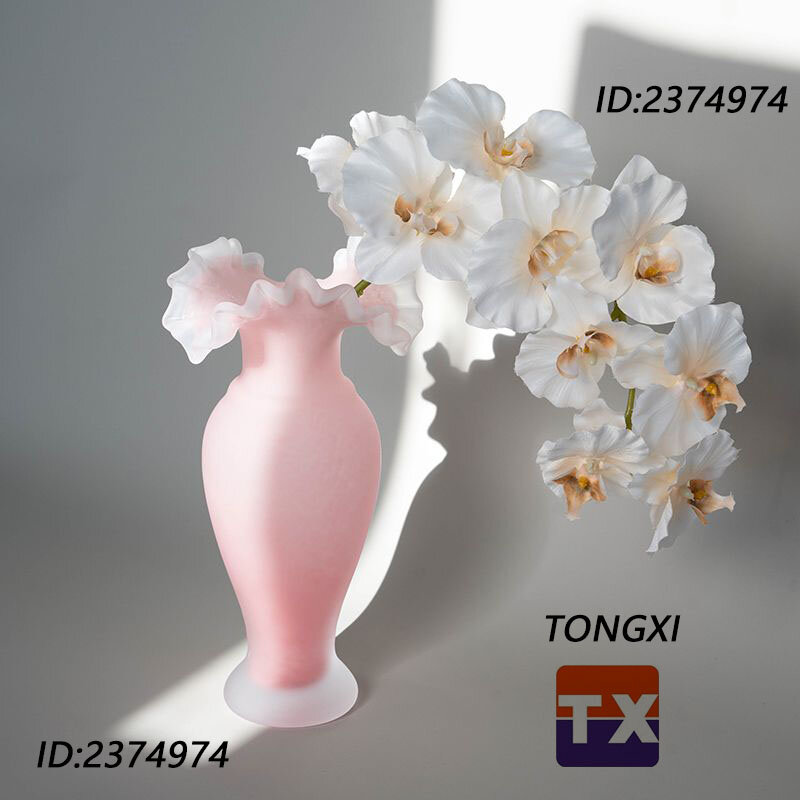 Средневековая французская цветочная композиция-ваза из розового стекла-украшение для дома