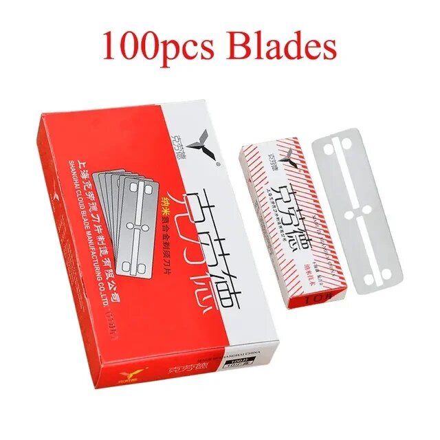 Набор из 100 лезвий для мужской безопасной бритвы, лезвий для ухода за лицом, двусторонних лезвий из нержавеющей стали для ручного бритья бровей C0014A