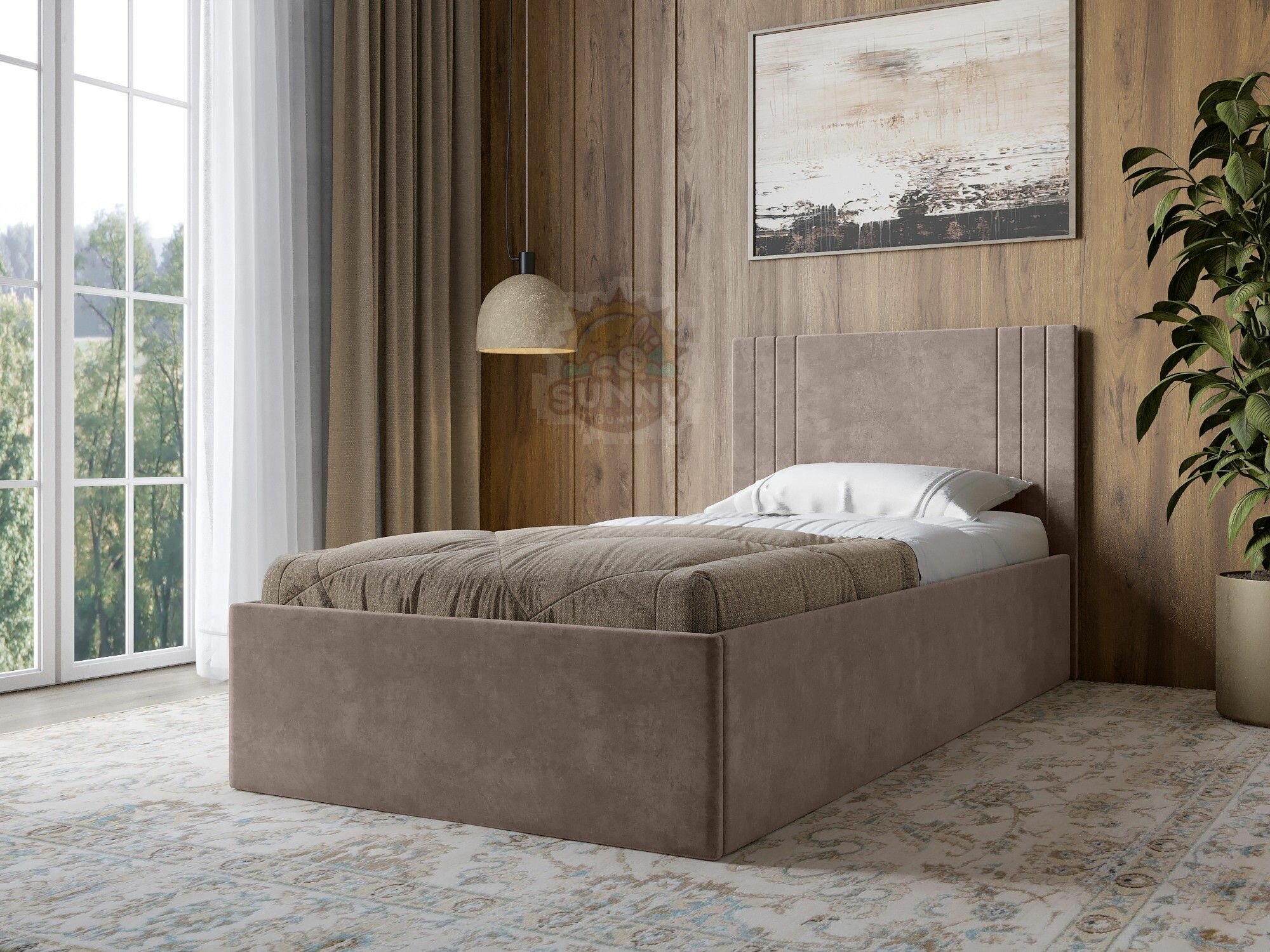 Односпальная кровать Венеция 80х190 см, ортопед осн, ЛДСП (Forest 16 Коричневый)