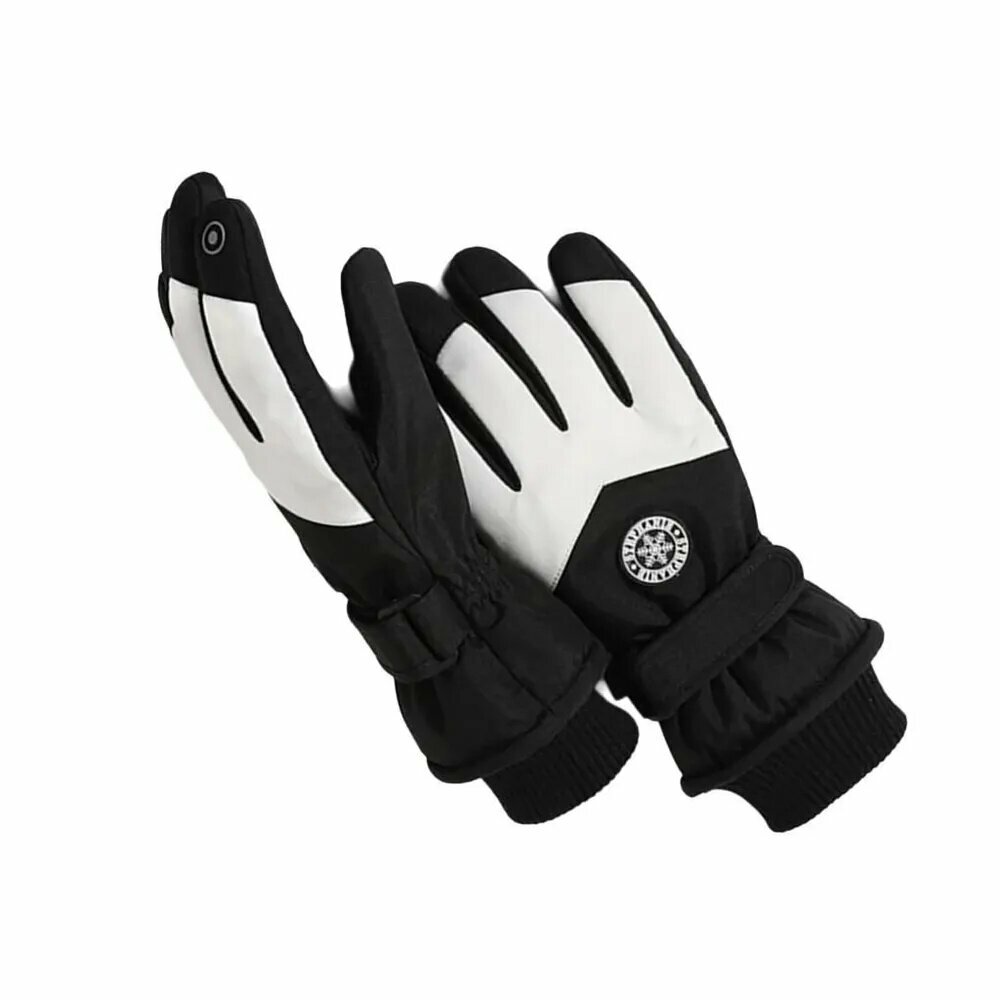 Женские зимние лыжные перчатки-черно-белые