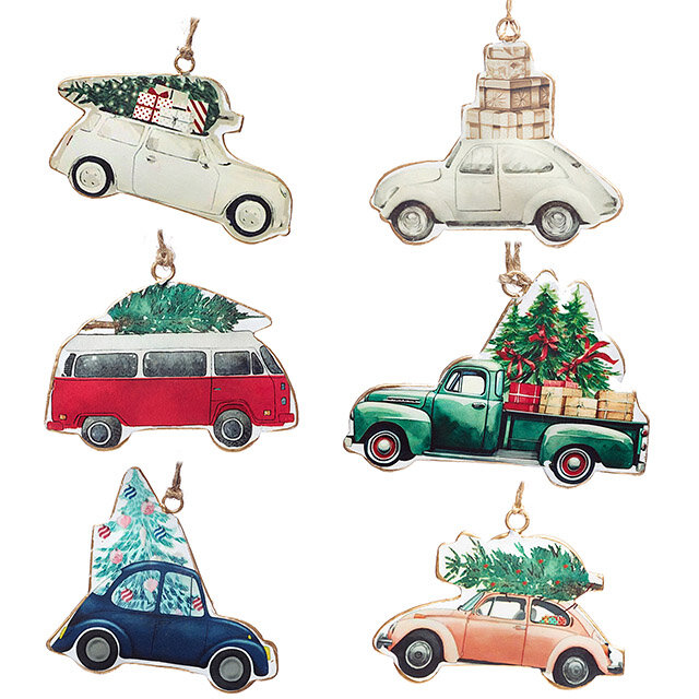 Елочные игрушки Ретро Машинки - Pont de Molins 10 см, набор 6 шт, Koopman, A83100050-набор