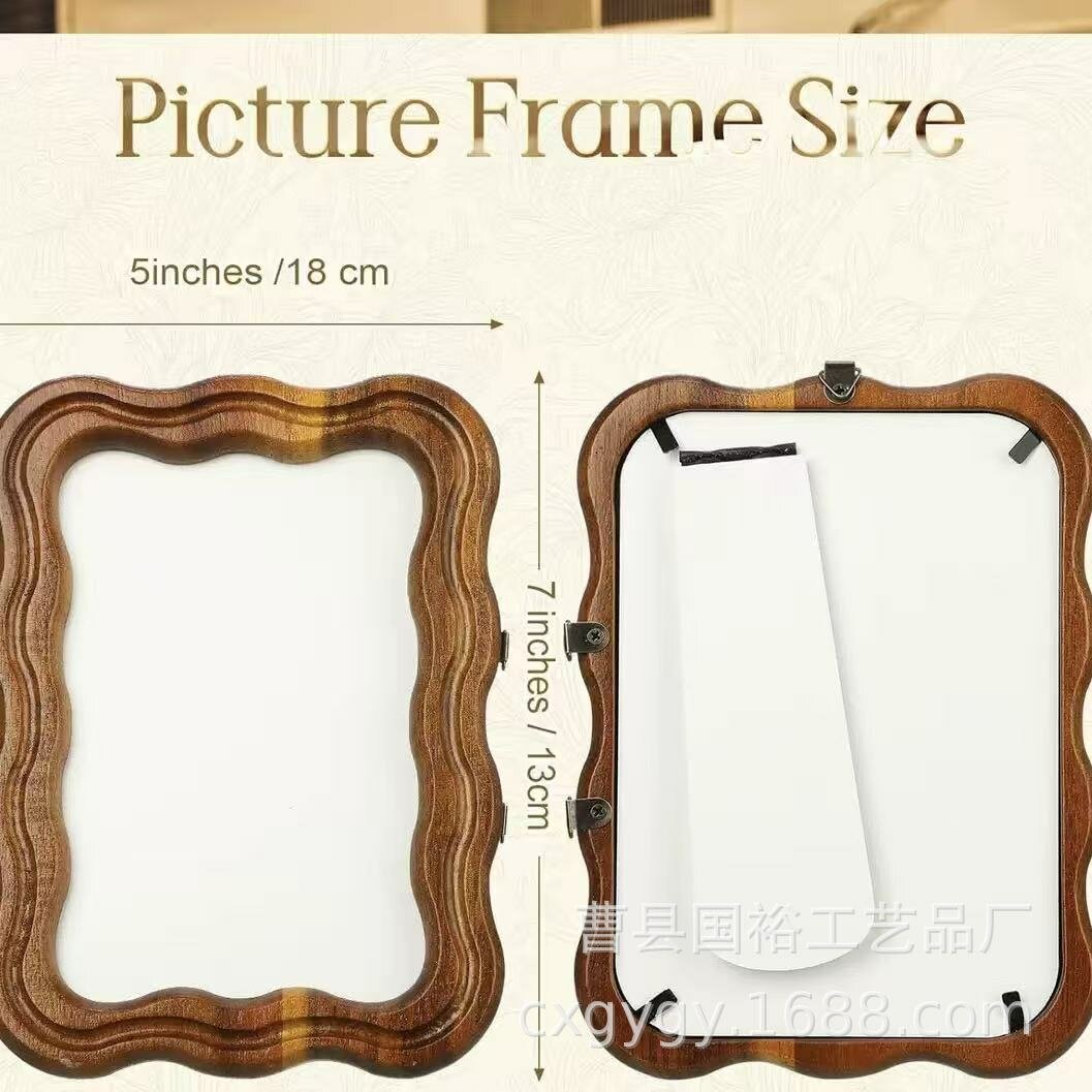 Французская ретро деревянная фоторамка с волнообразной линией, настольная декоративная рамка, настенная рамка из массива дерева, домашняя памятная рамка