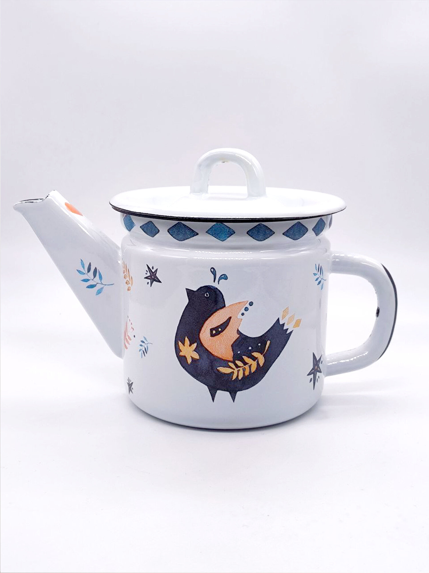 Чайник заварочный Эмалика Линту, белый, эмалированная сталь, 1л