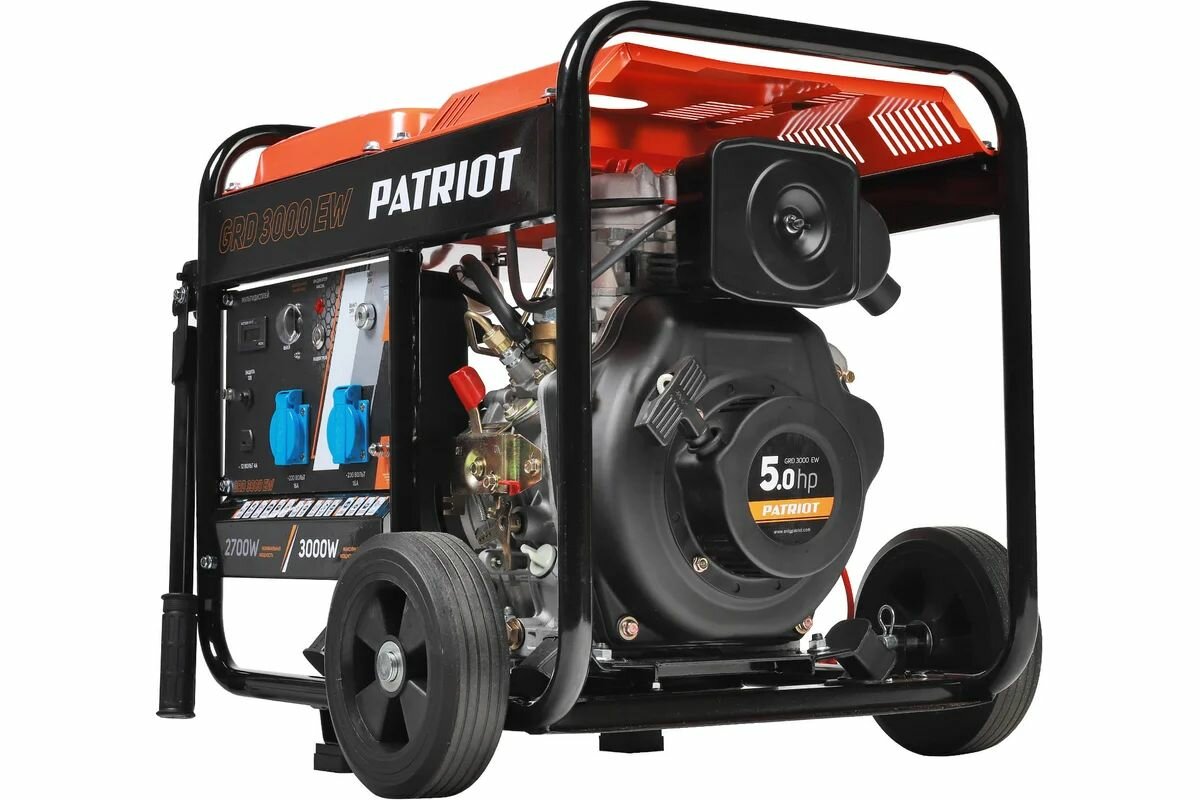 Дизель генератор 3,0 кВт(макс.) GRD 3000EW, ручной запуск, колеса