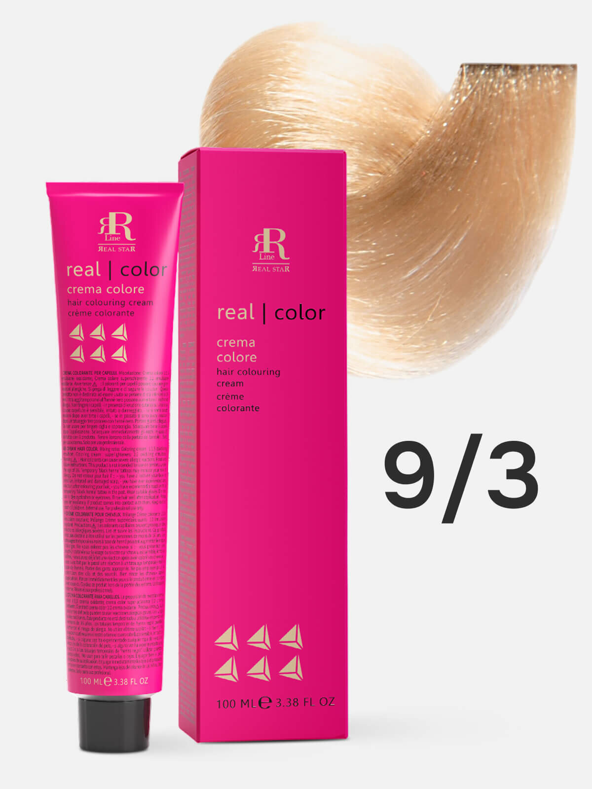 Крем - краска для волос профессиональная RR Line Colouring Cream 9/3 Блонд Золотистый, 100 мл