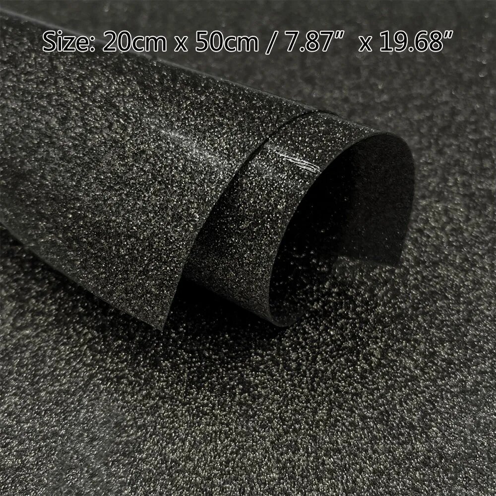 Блестящая термопленка для ткани, черный, 20x50 см