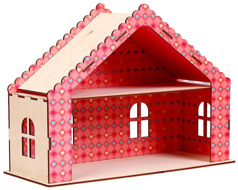 Деревянный кукольный домик Smile Decor "Барбариска" для девочек, игровой набор-конструктор, сборная модель, детская развивающая игрушка для сюжетно-ролевых игр, без мебели, подарок ребенку