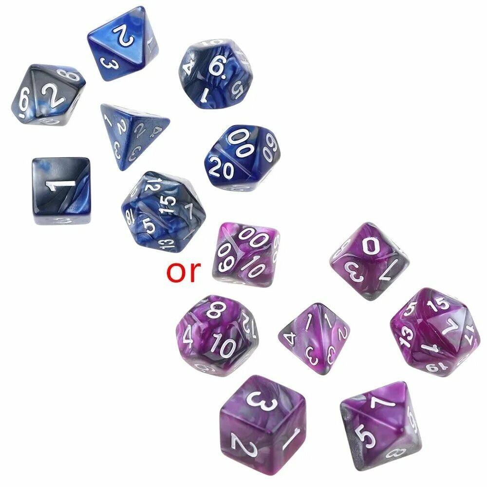 7 шт. акриловые многогранники TRPG D4-D20