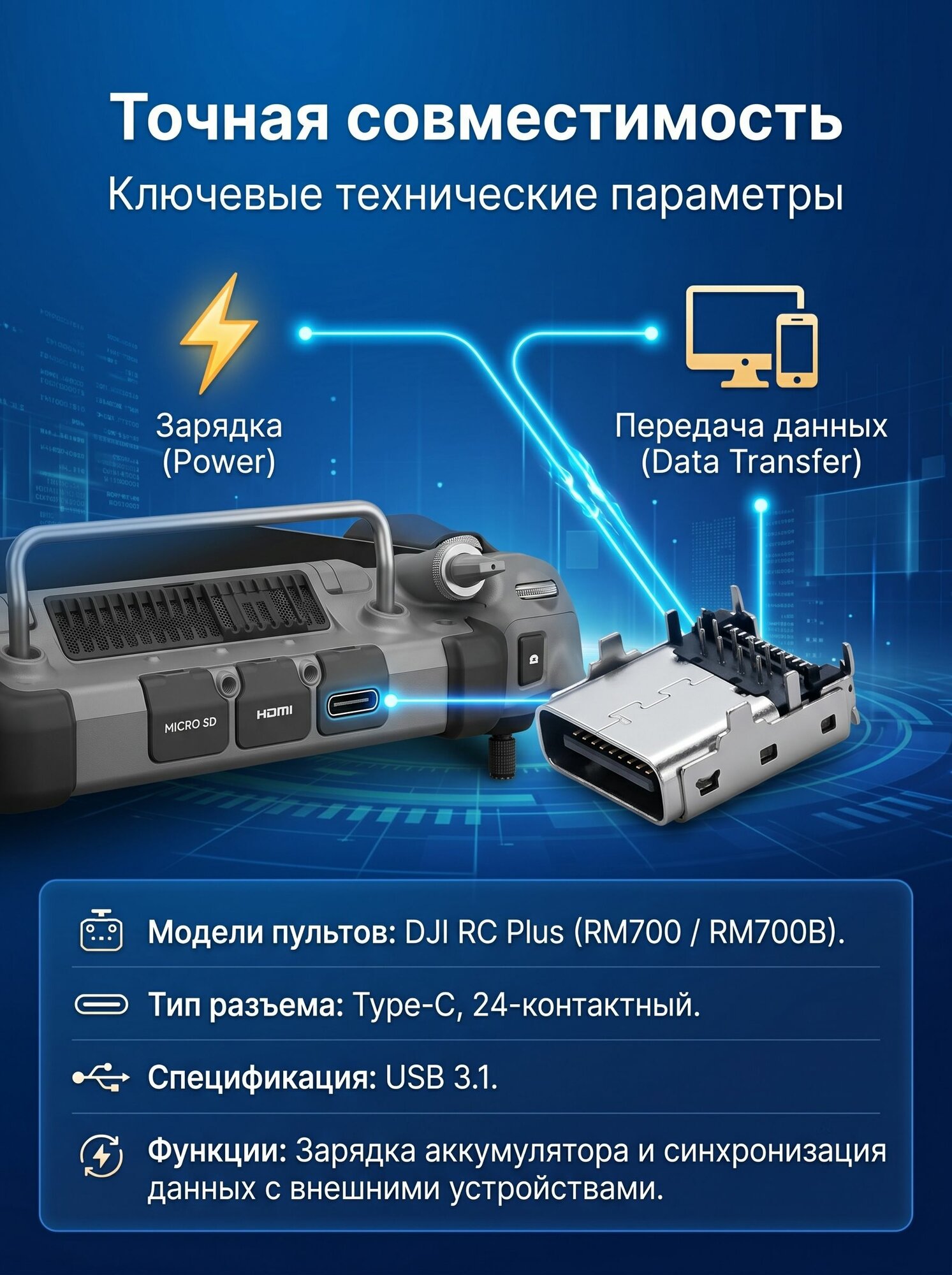 Разъем TypeC для DJI RM700 — фото 1
