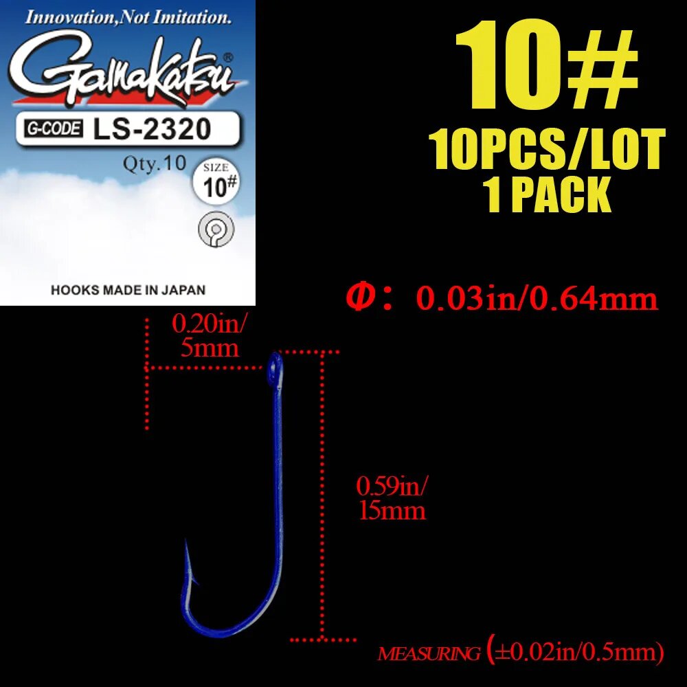 Рыболовные крючки Gamakatsu синие 2#-10# 30pcs-3packs, 10