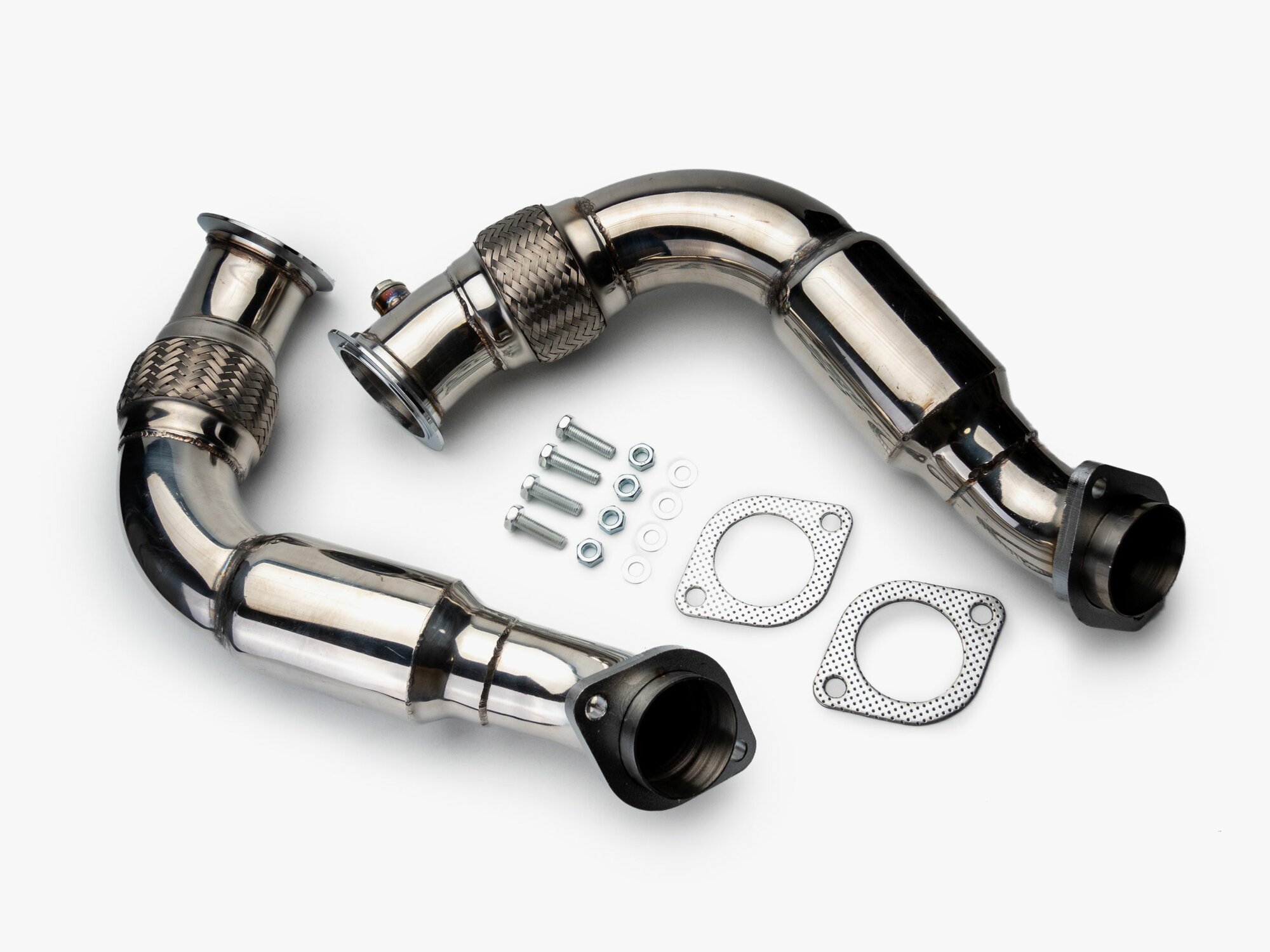 Даунпайп (Downpipe) с пламегасителями на выхлоп BMW 750i Xdrive 4.4 V8 N63 из нержавеющей стали для удаления катализатора на БМВ