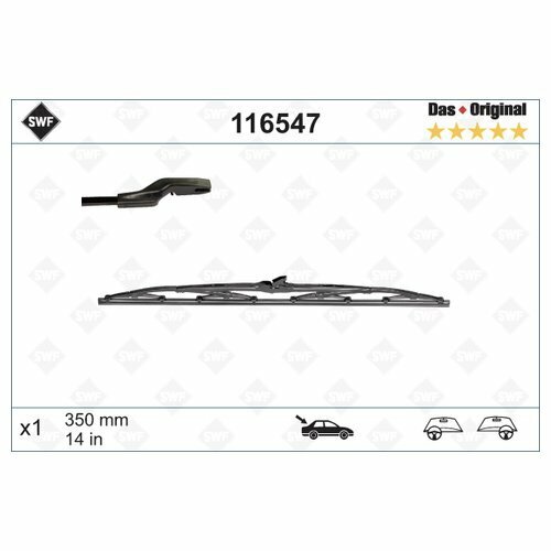 Задний стеклоочиститель SWF Das Original Rear 547 Swf 116547 для BMW 5 серия E61; Ford Focus II; Renault Laguna I; Volvo V50