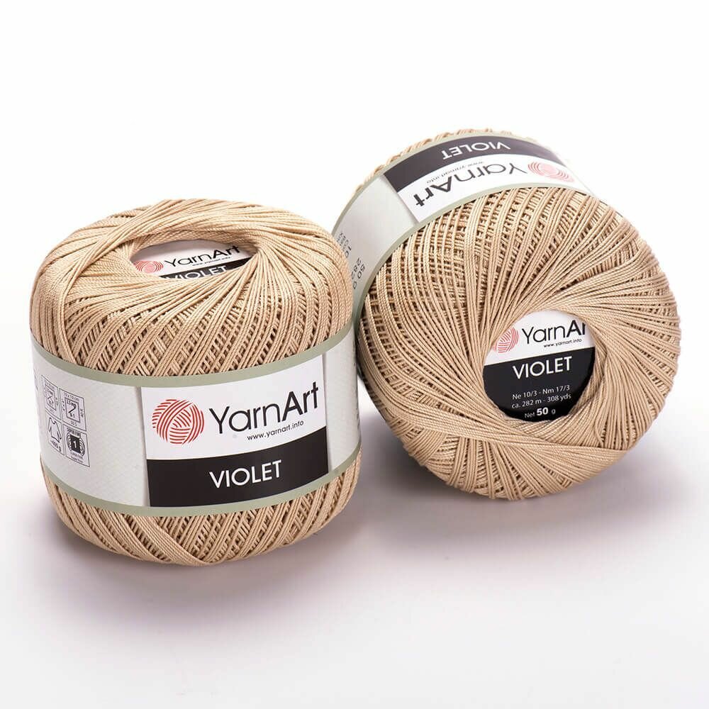 Пряжа Виолет (Violet Yarnart) упаковка 6 мотков 50 г. 282 м.100% мерсеризованный хлопок цвет 4660 светло-бежевый