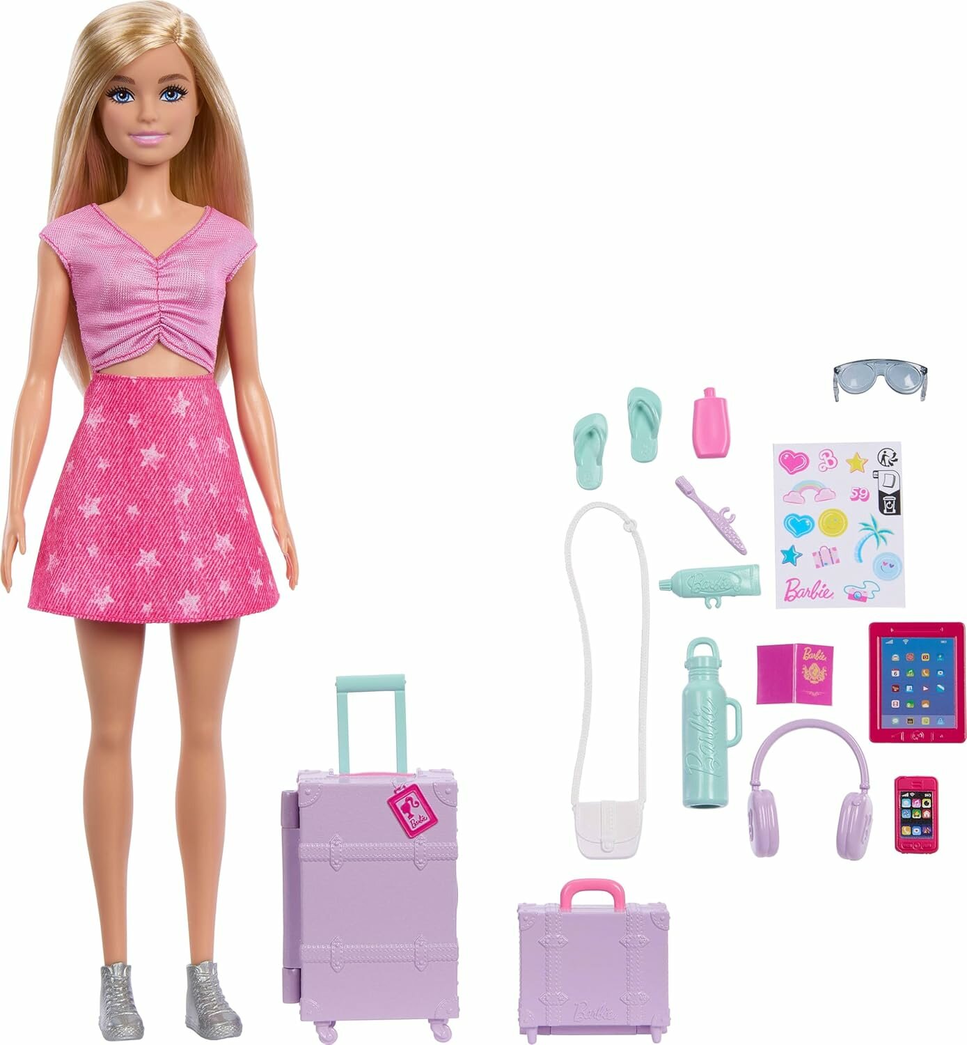 Кукла Mattel Barbie Family & Friends - Кукла Барби Malibu/Малибу с дорожными аксессуарами, JMJ47