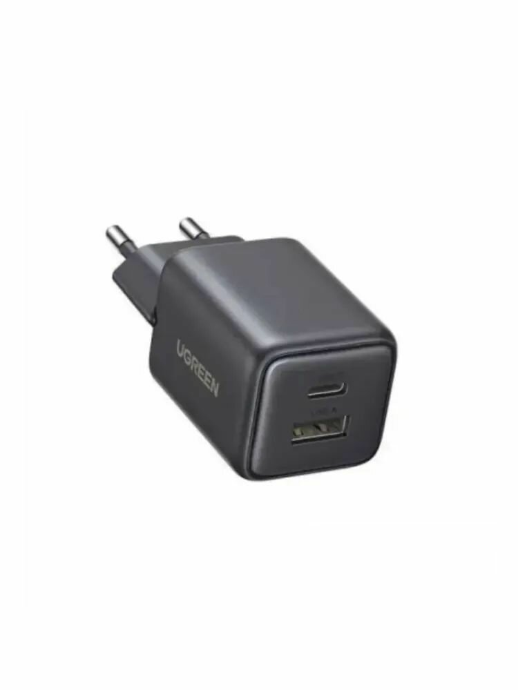 Ugreen X514 Сетевое зарядное устройство, USB Type-C, USB 2.0 Type-A, быстрая зарядка, 20 Вт, без кабеля, 65737, черный